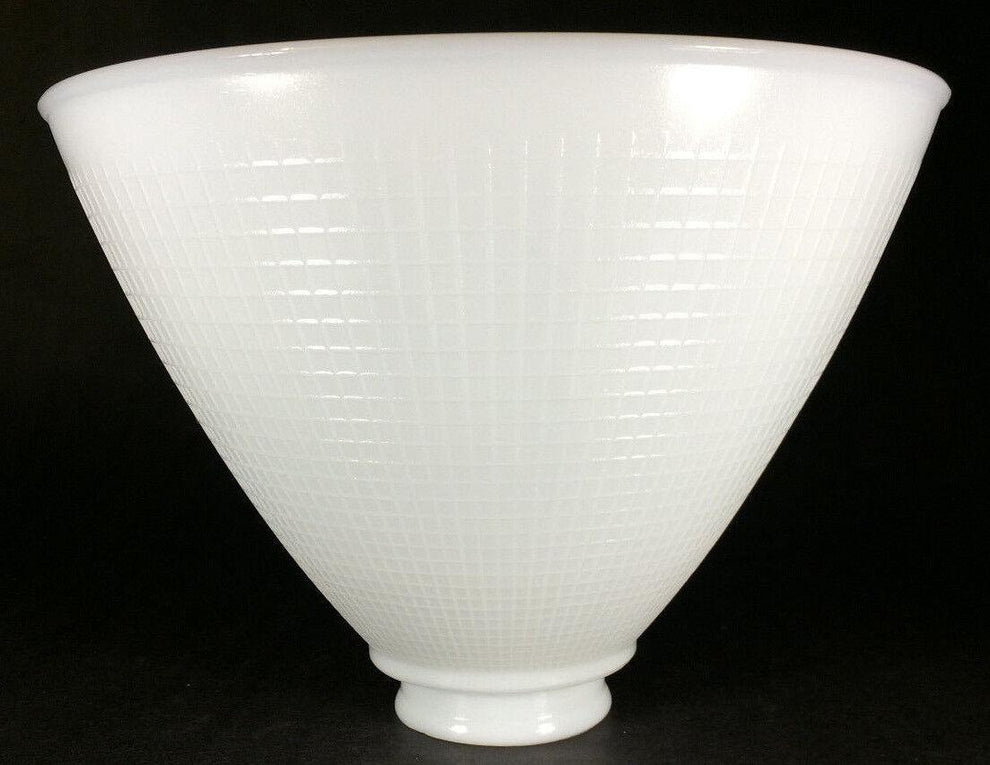 White Milk Glass 2 1/4" X 8" Floor Table Oil Lamp IES Reflector Waffle ...
