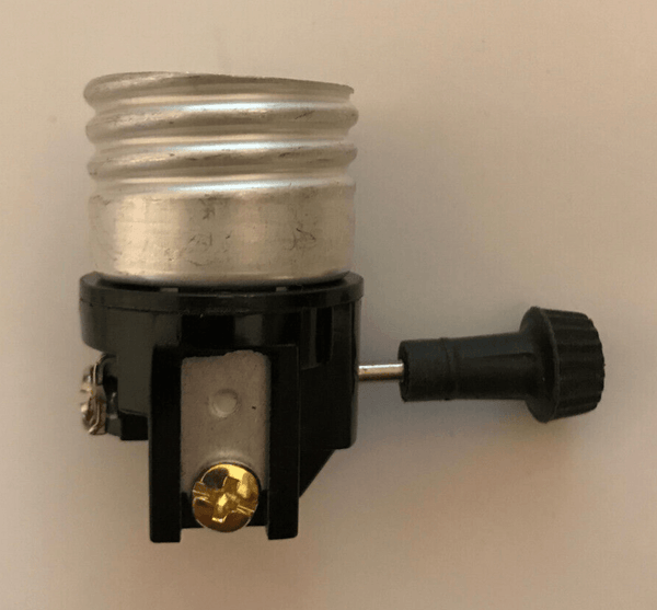 New On/Off Turn Knob Lamp Socket Interior, E26, Short Mandrel (Turn Knob) SO201i | Stone Door Lamps